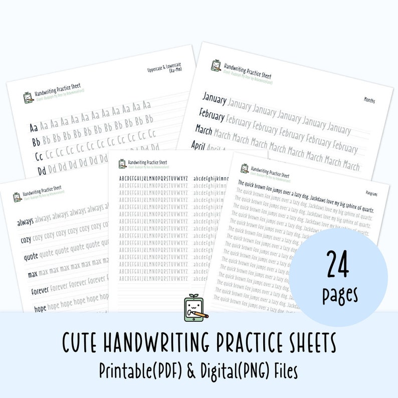 Cute Handwriting Practice Sheets, Printable Handwriting Worksheets ...