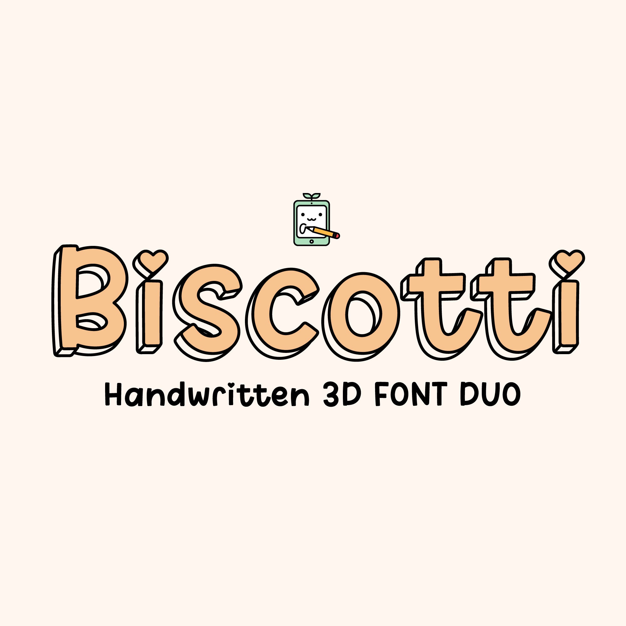 Biscotti Font Duo Handwritten Font 3D Font OTF Font Font | Etsy