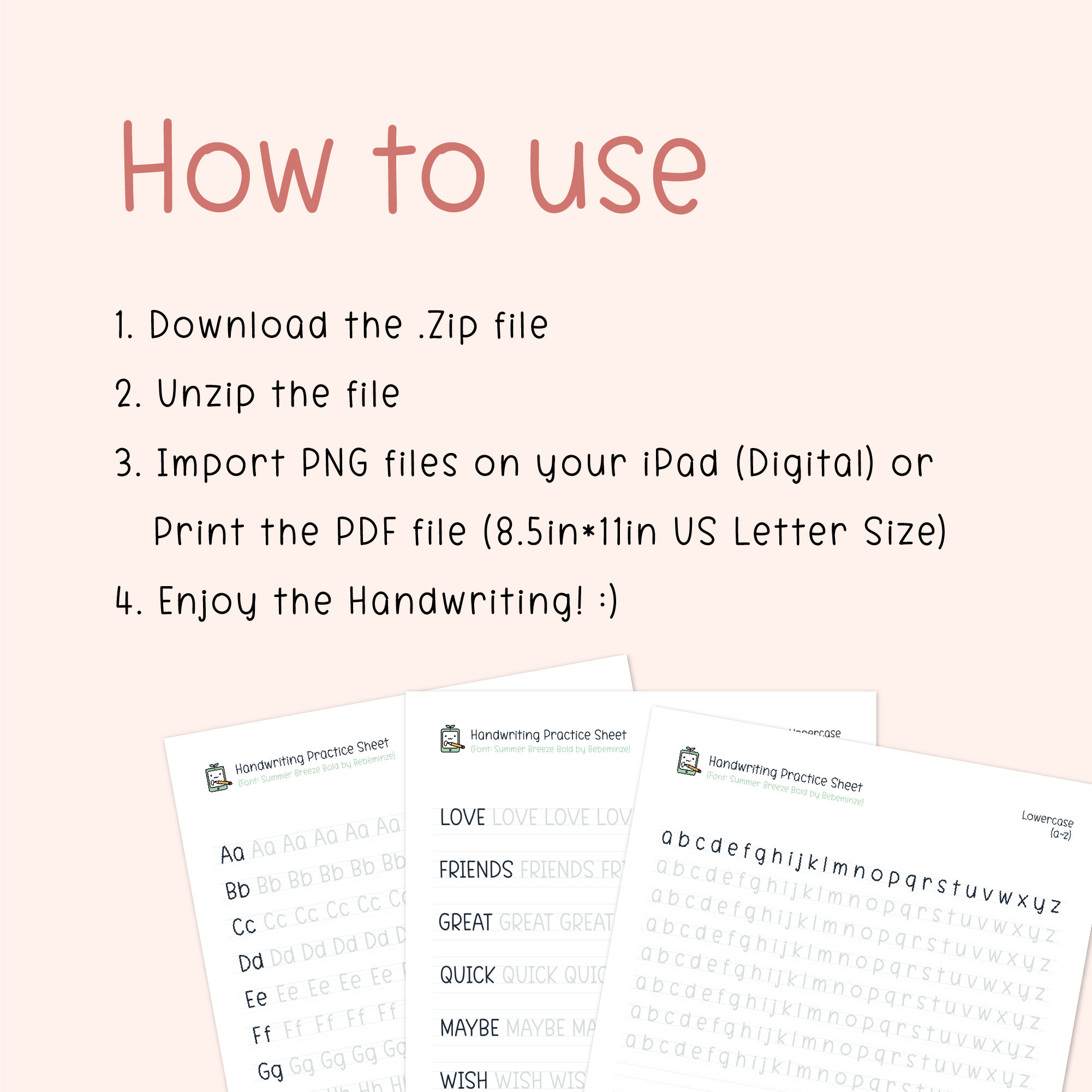 Cute Handwriting Practice Sheets Printable Handwriting | Etsy