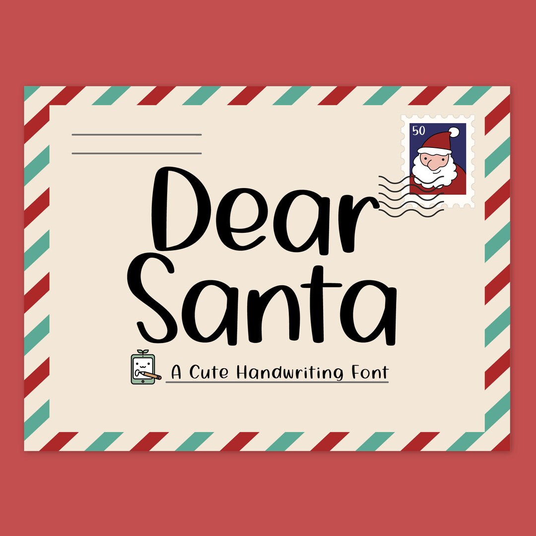 Dear Santa, Cute Handwriting Font, Note Taking Font, Handwritten Font ...