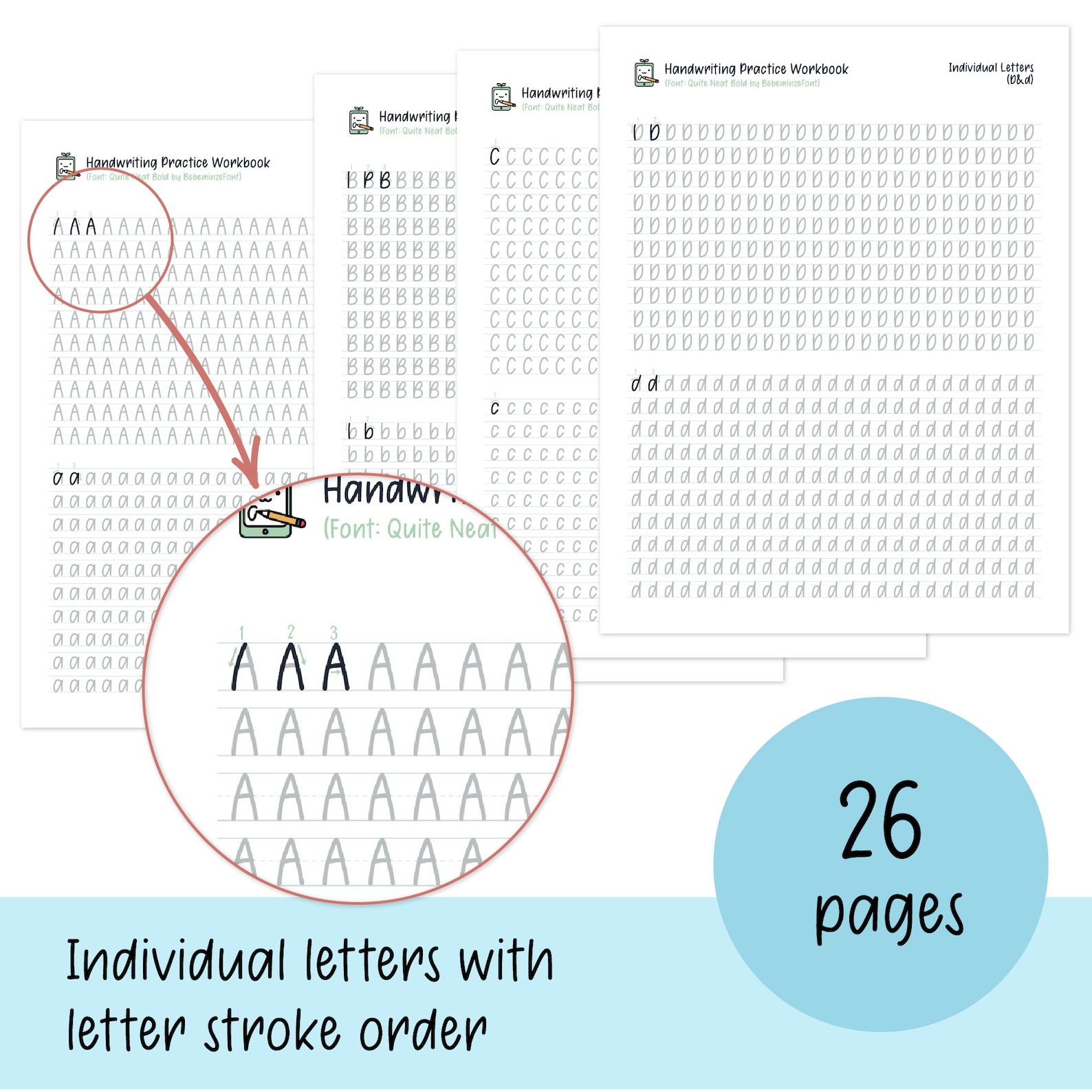 Neat Handwriting Practice Workbook, Printable Handwriting Worksheets ...
