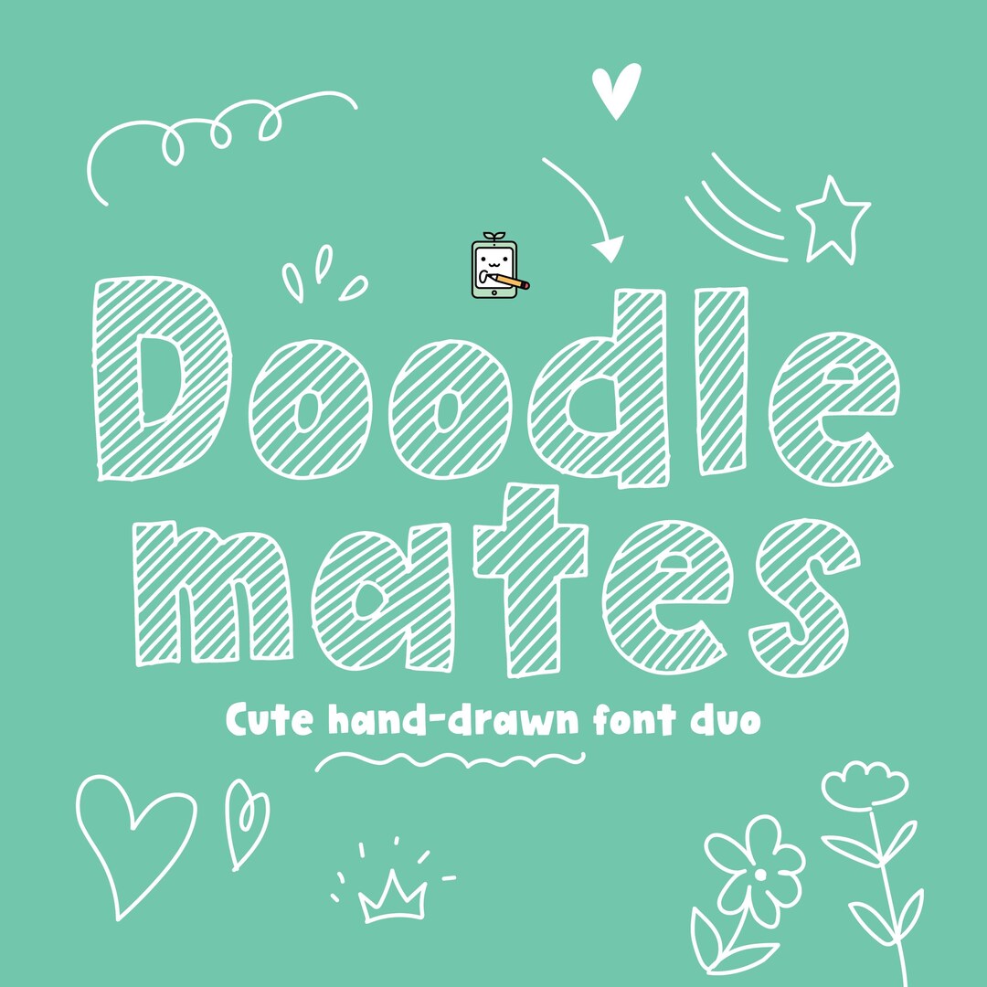 Hand-drawn Font Doodle Mates Duo – Cute Doodle-style Font for School ...