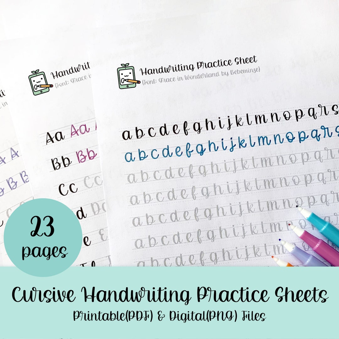 Cursive Handwriting Practice Sheets, Printable Handwriting Workbook ...