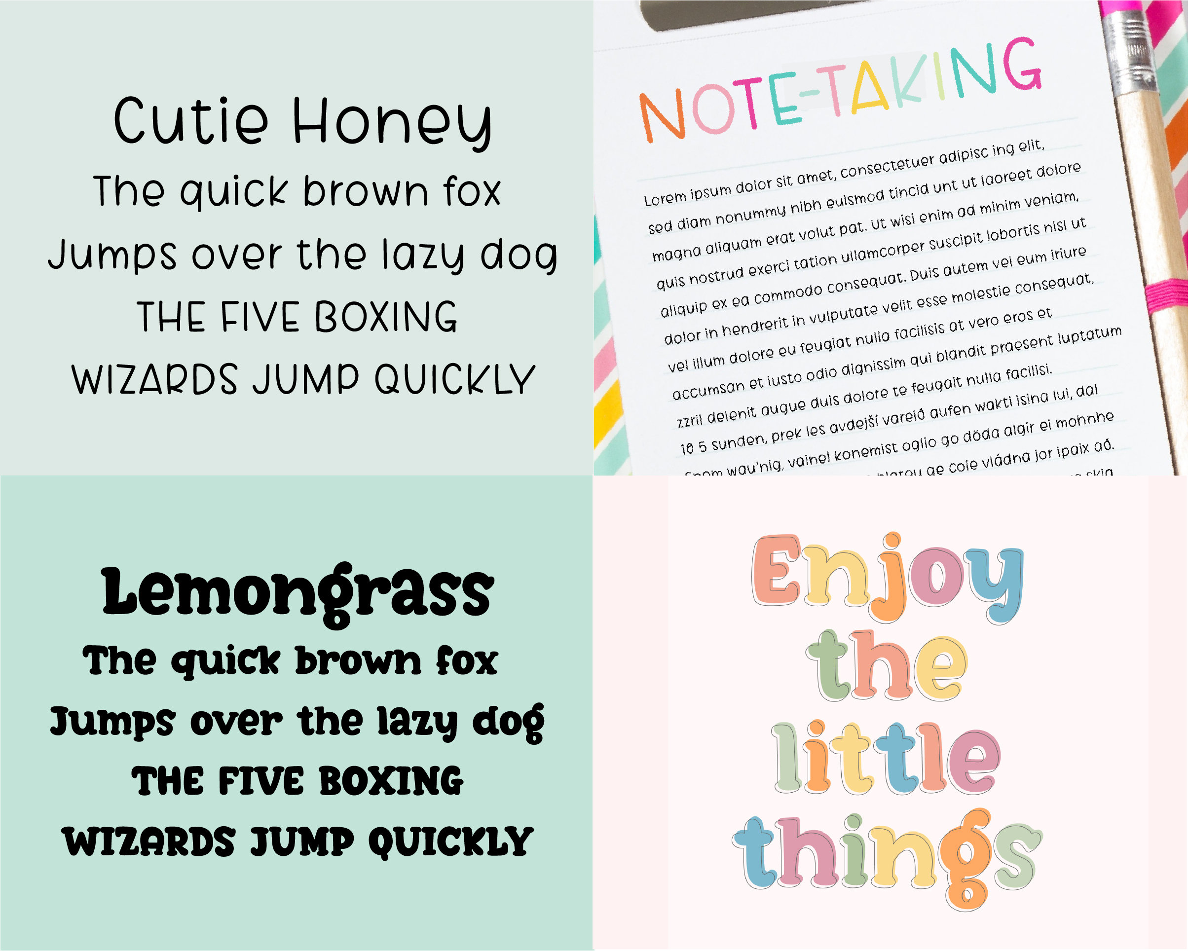Noteworthy Font Bundle Handwriting Fonts Cute Fonts Study - Etsy