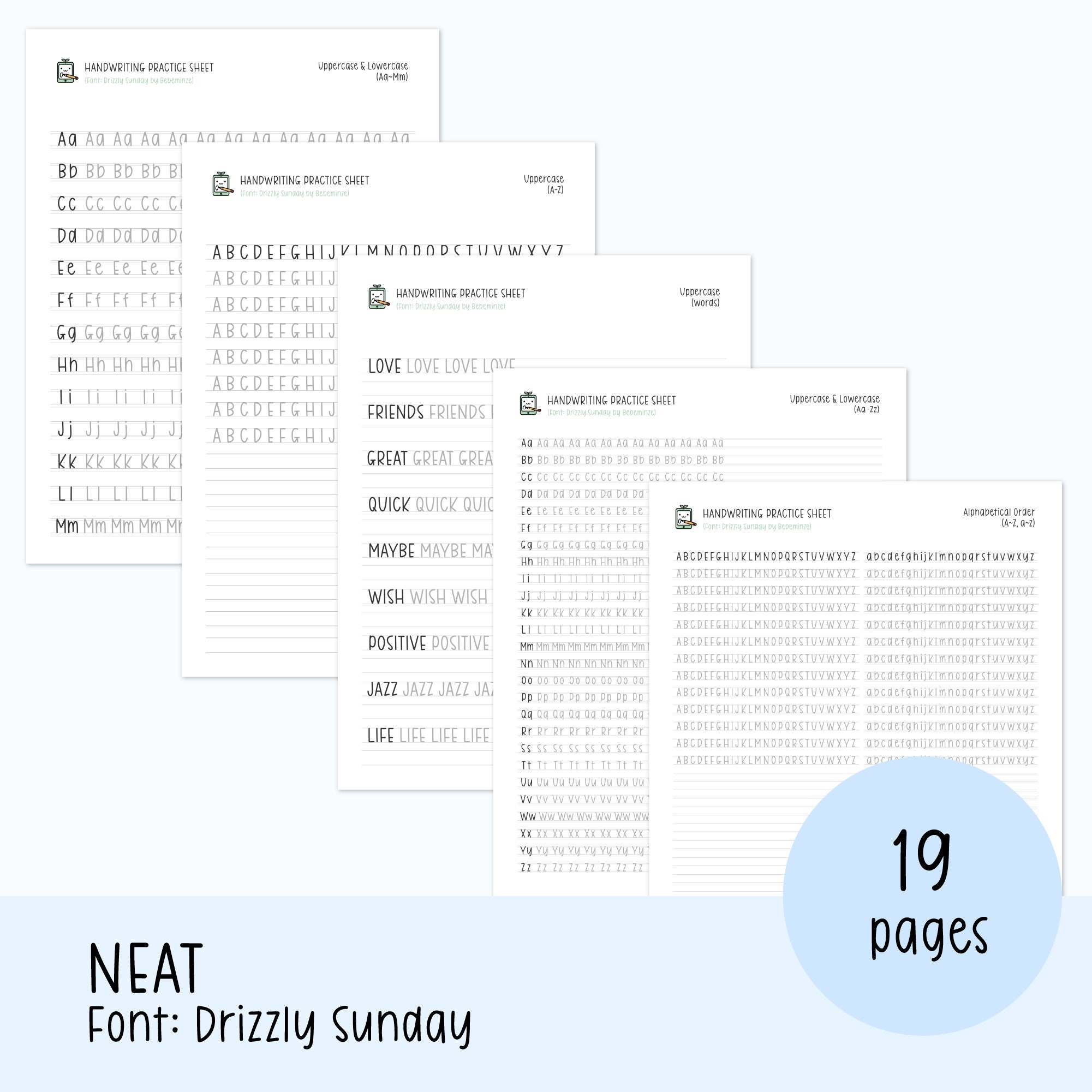 Handwriting Practice Worksheets Bundle: Printable Alphabet Writing ...