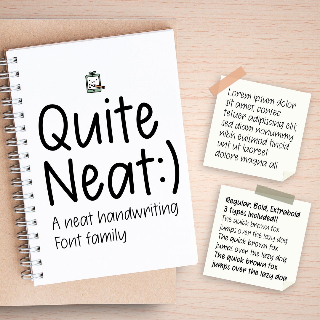 Quite Neat Handwritten Font Family - Trendy and Neat Handwriting Font ...