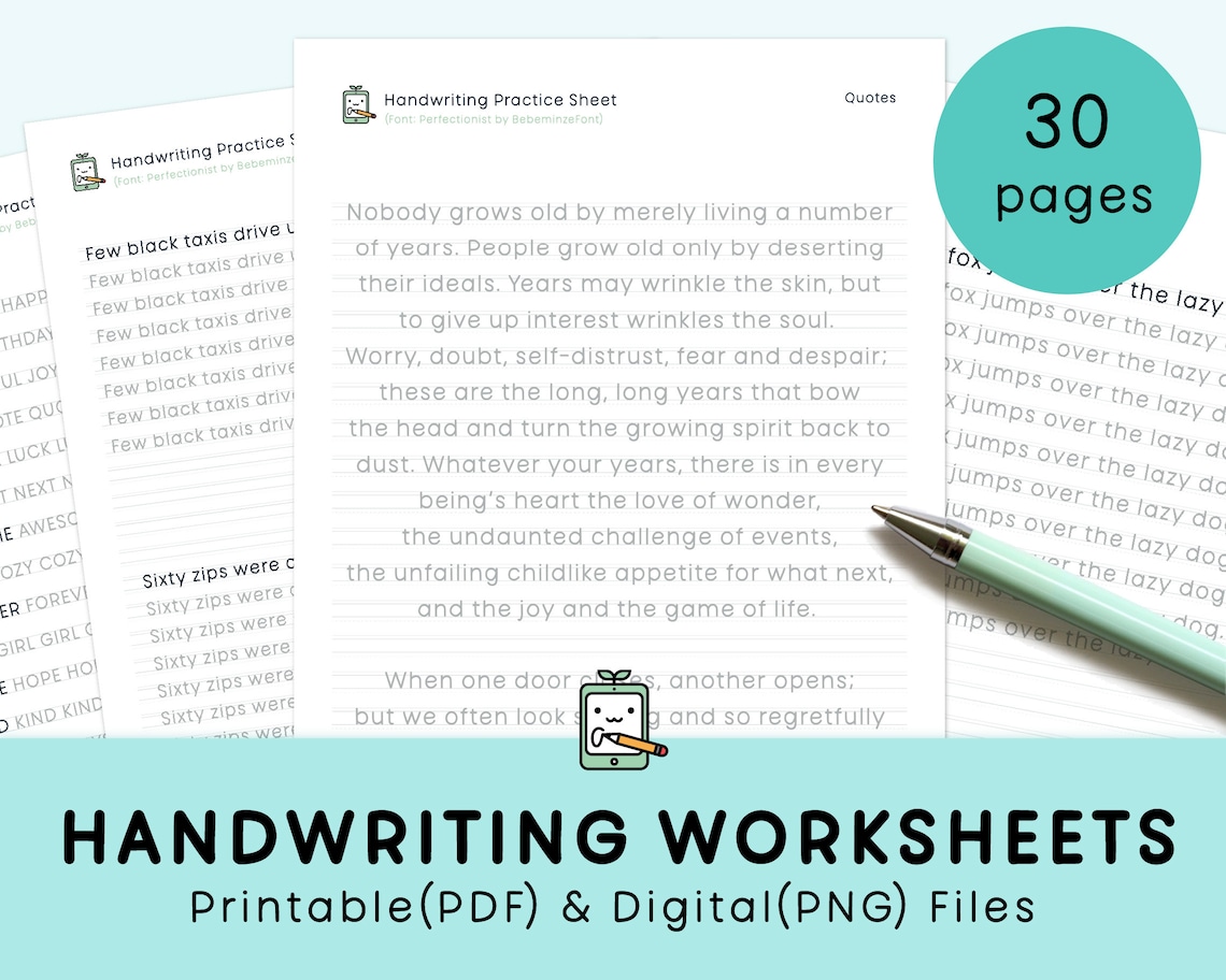 Handwriting Worksheets Printable Handwriting Practice - Etsy