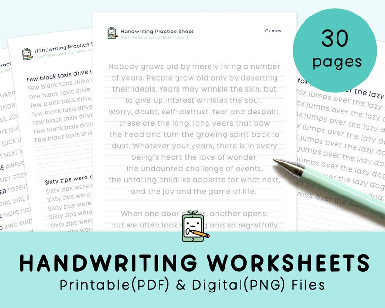 Handwriting Worksheets Printable Handwriting Practice - Etsy