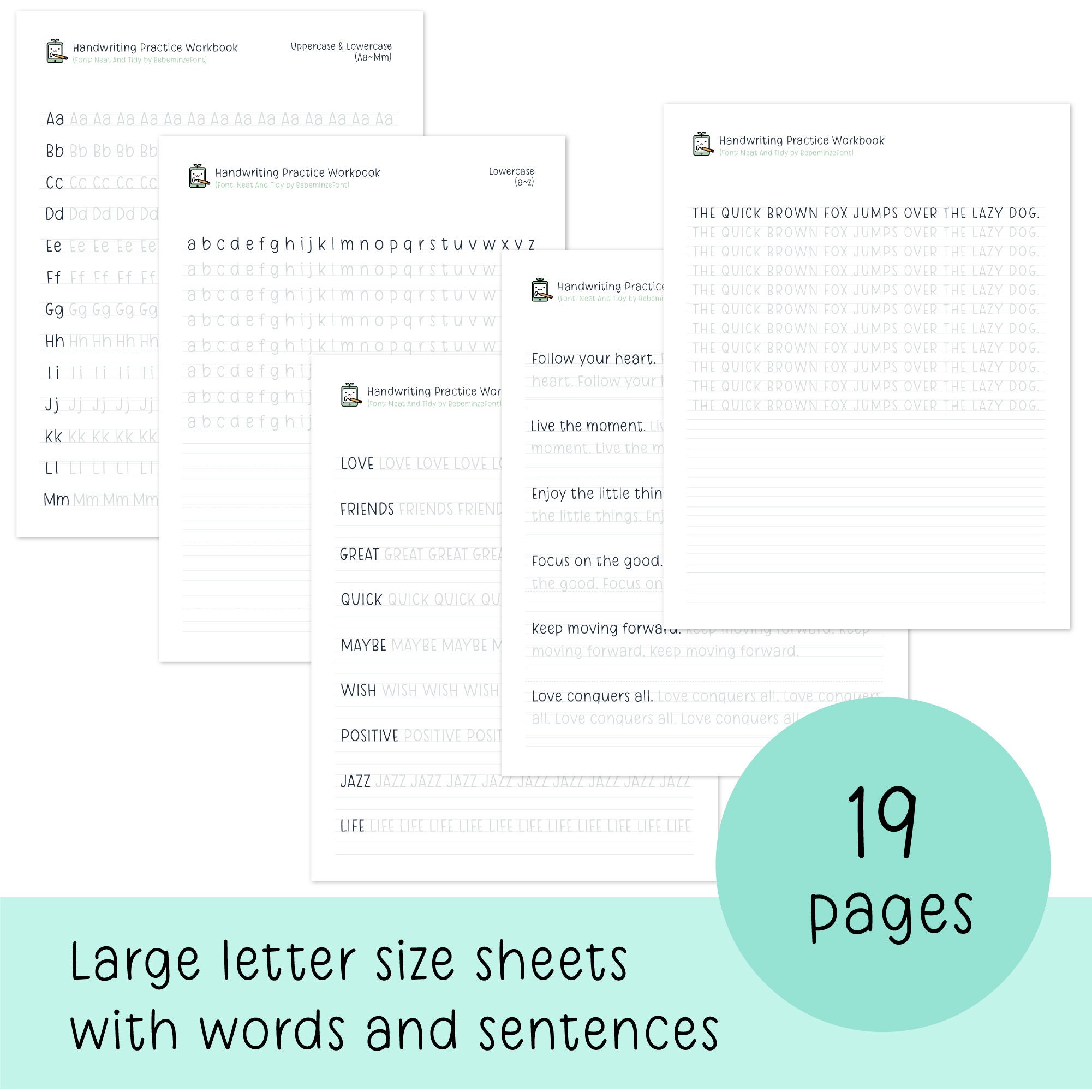 Neat Handwriting Practice Workbook, Printable Handwriting Worksheets ...