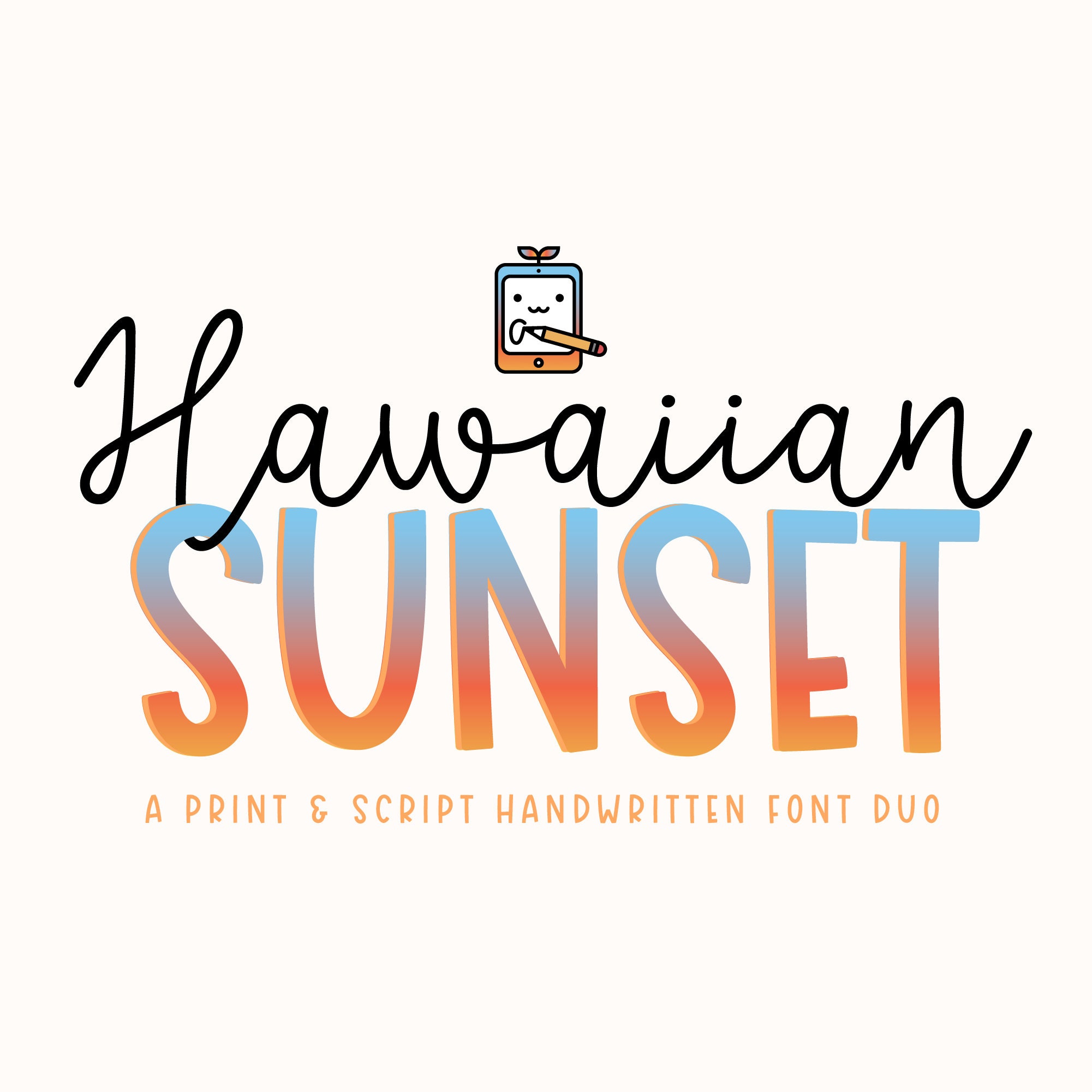Hawaiian Sunset Handwritten Script & Print font Duo Cute | Etsy
