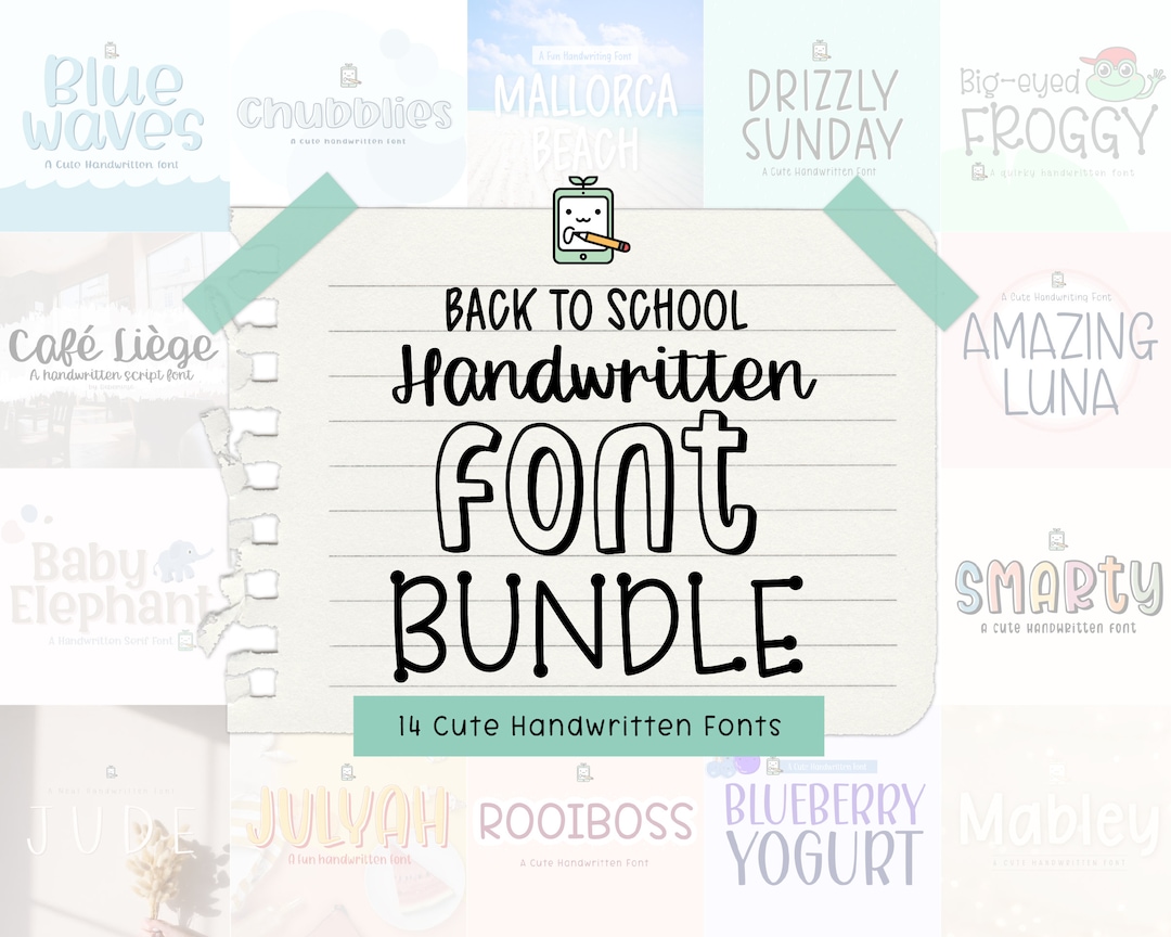 Back to School Font Bundle - Cute Handwritten Fonts for Note Taking ...