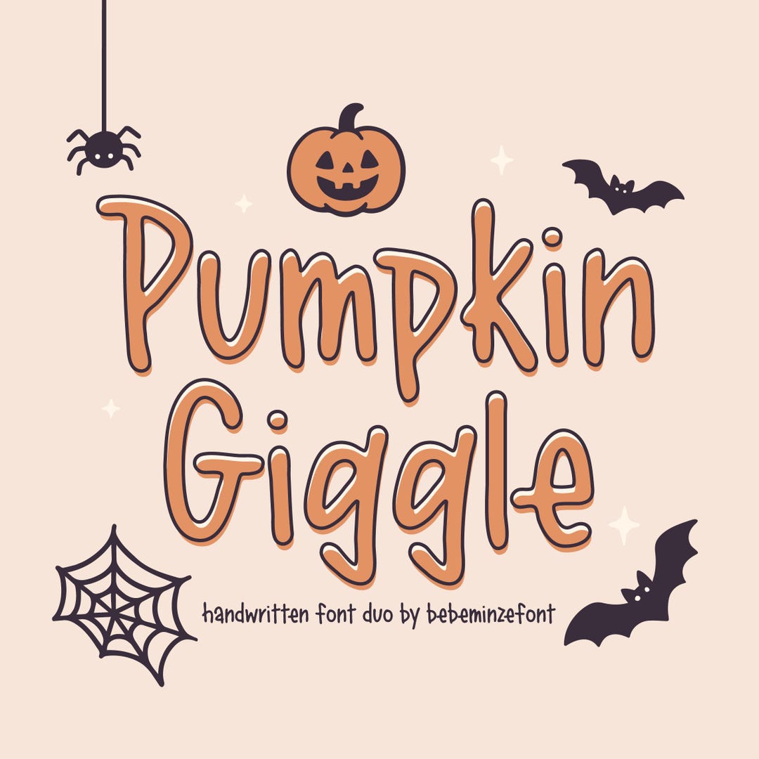 Pumpkin Giggle - Playful Halloween Font Duo, Handwritten OTF With ...