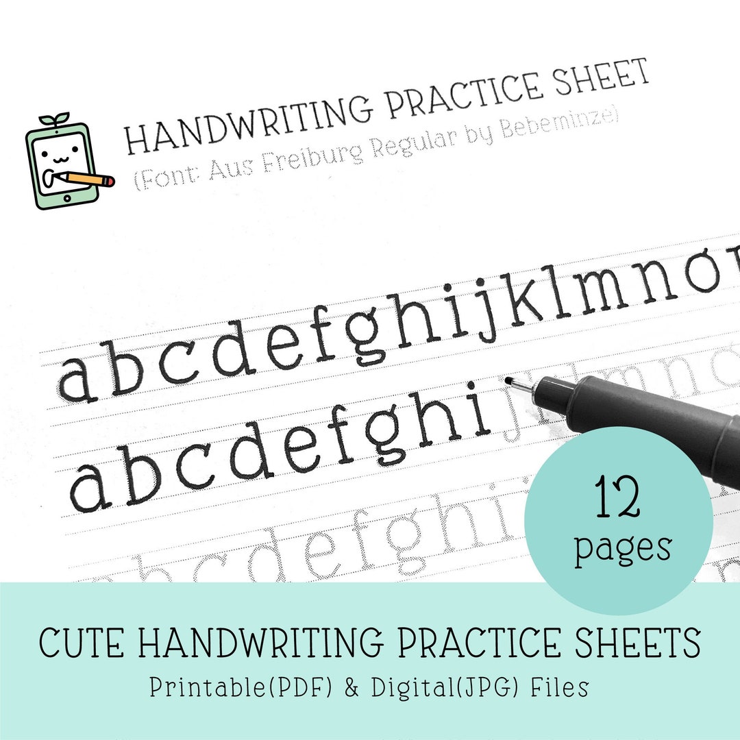 Handwriting Practice: Cute Printable Worksheets for Kids and Adult, ABC ...