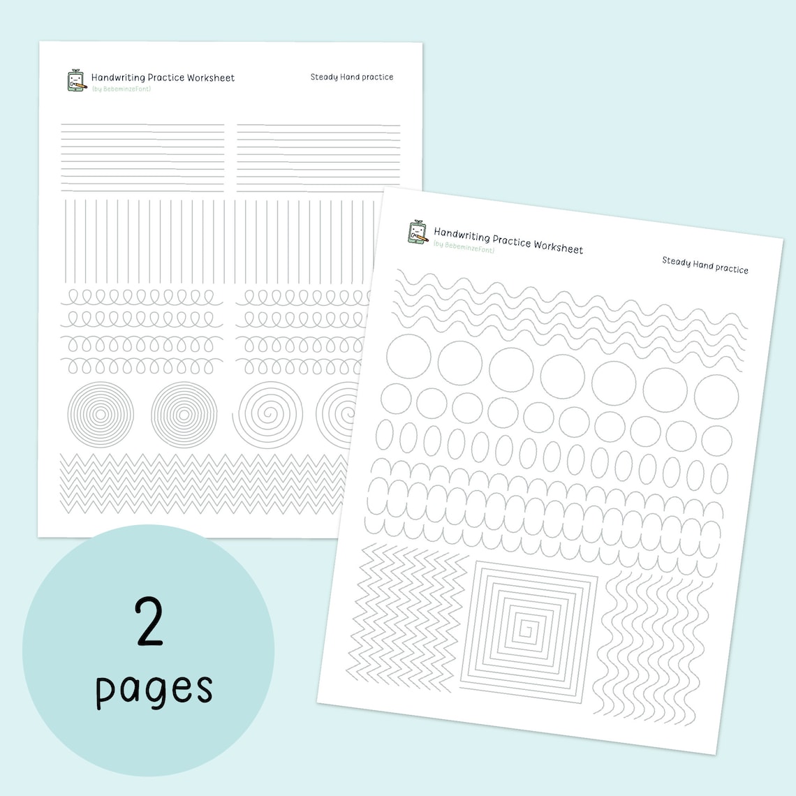 Steady Hand Practice Sheets, Printable Handwriting Worksheet, Basic ...