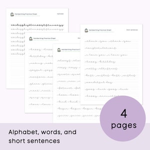 Cursive Handwriting Worksheets Printable Workbook, Adult Practice ...