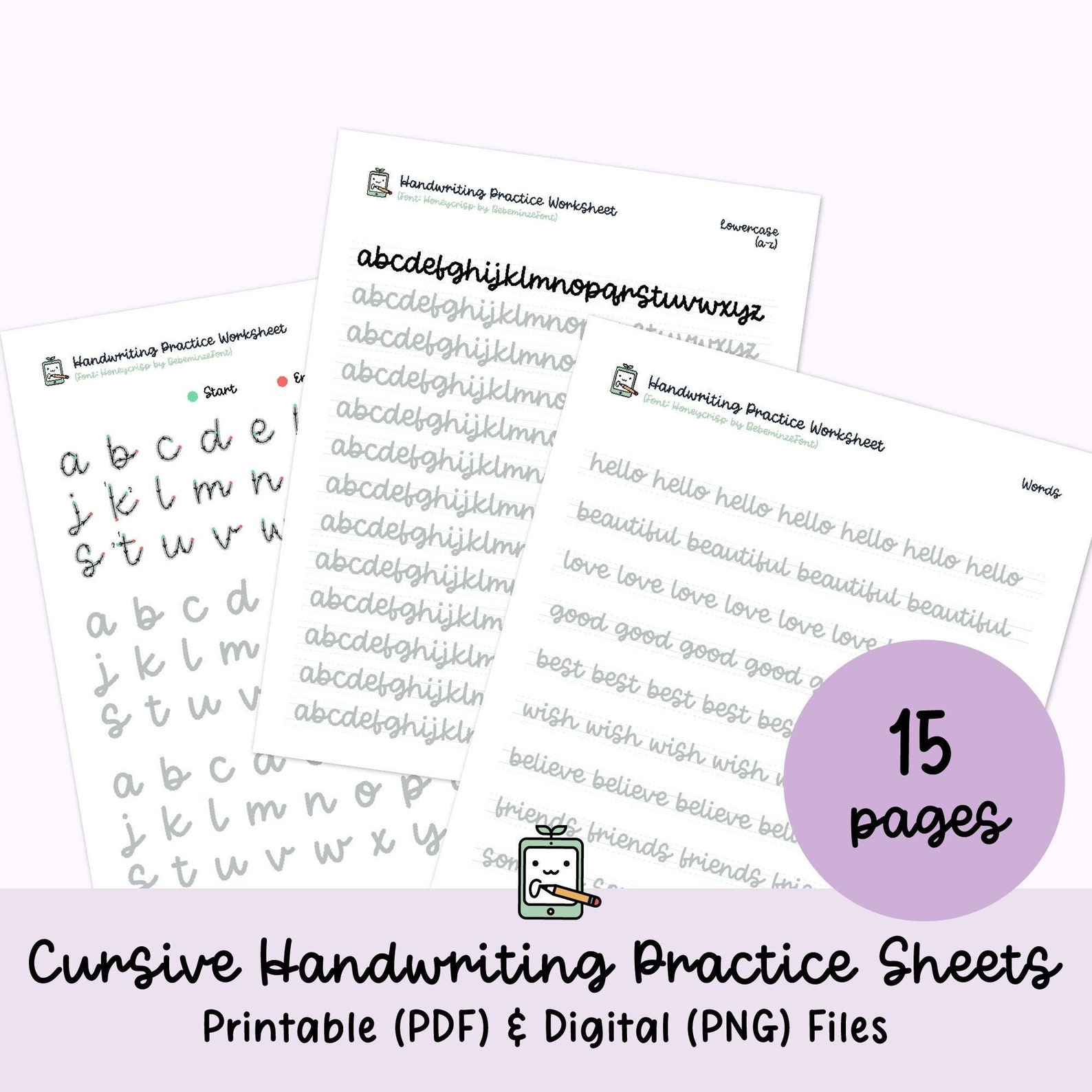 Cursive Handwriting Practice Sheets Printable Handwriting | Etsy