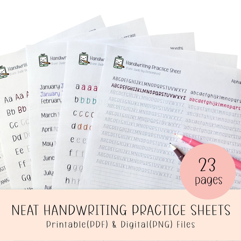 Neat Handwriting Practice Sheets Printable Handwriting | Etsy