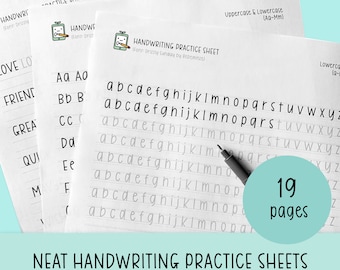 Neat Handwriting Practice Workbook, Printable Handwriting Worksheets ...