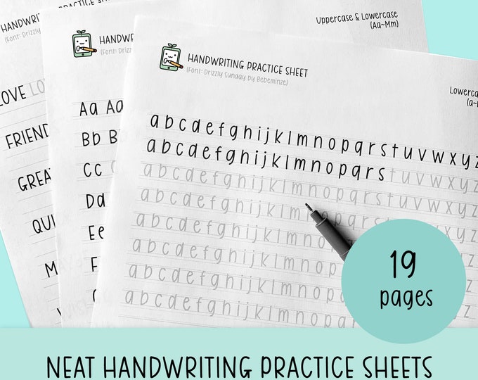 Printable Minimalistic Handwriting Worksheets Combo Pack // Digital ...