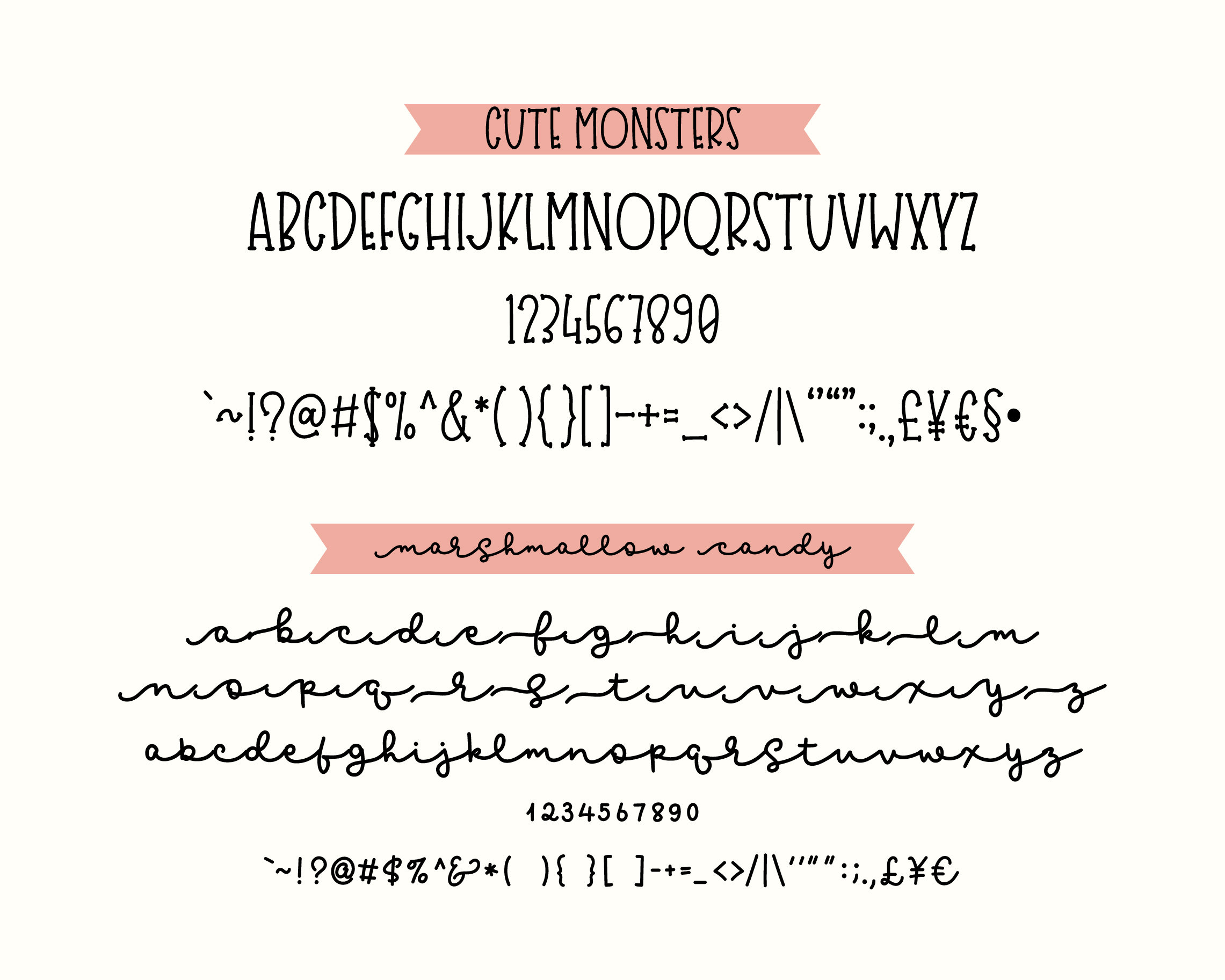 Marshmallow Monster, Font Duo, Handwritten Fonts, Hand-lettered Fonts ...