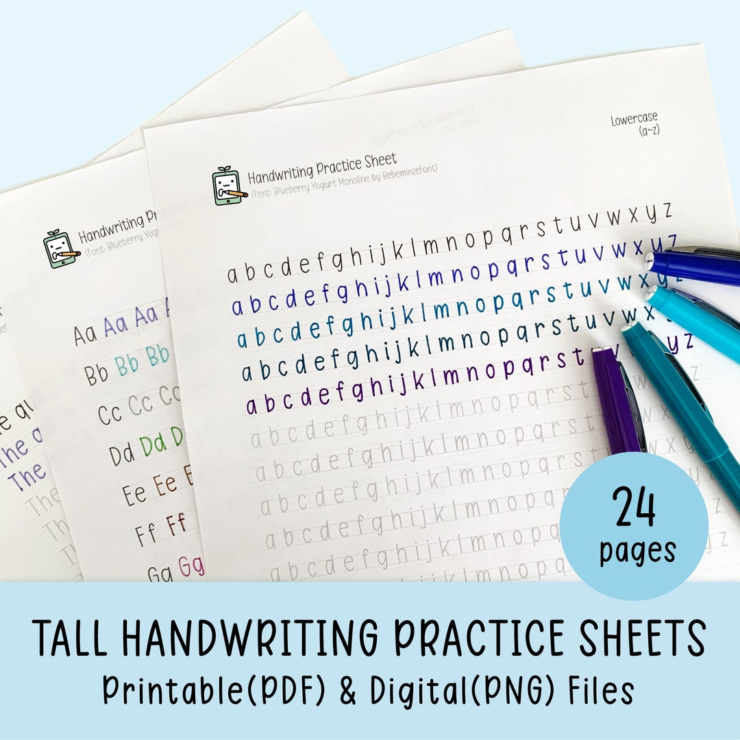 Tall Handwriting Practice Sheets, Printable Handwriting Worksheets ...