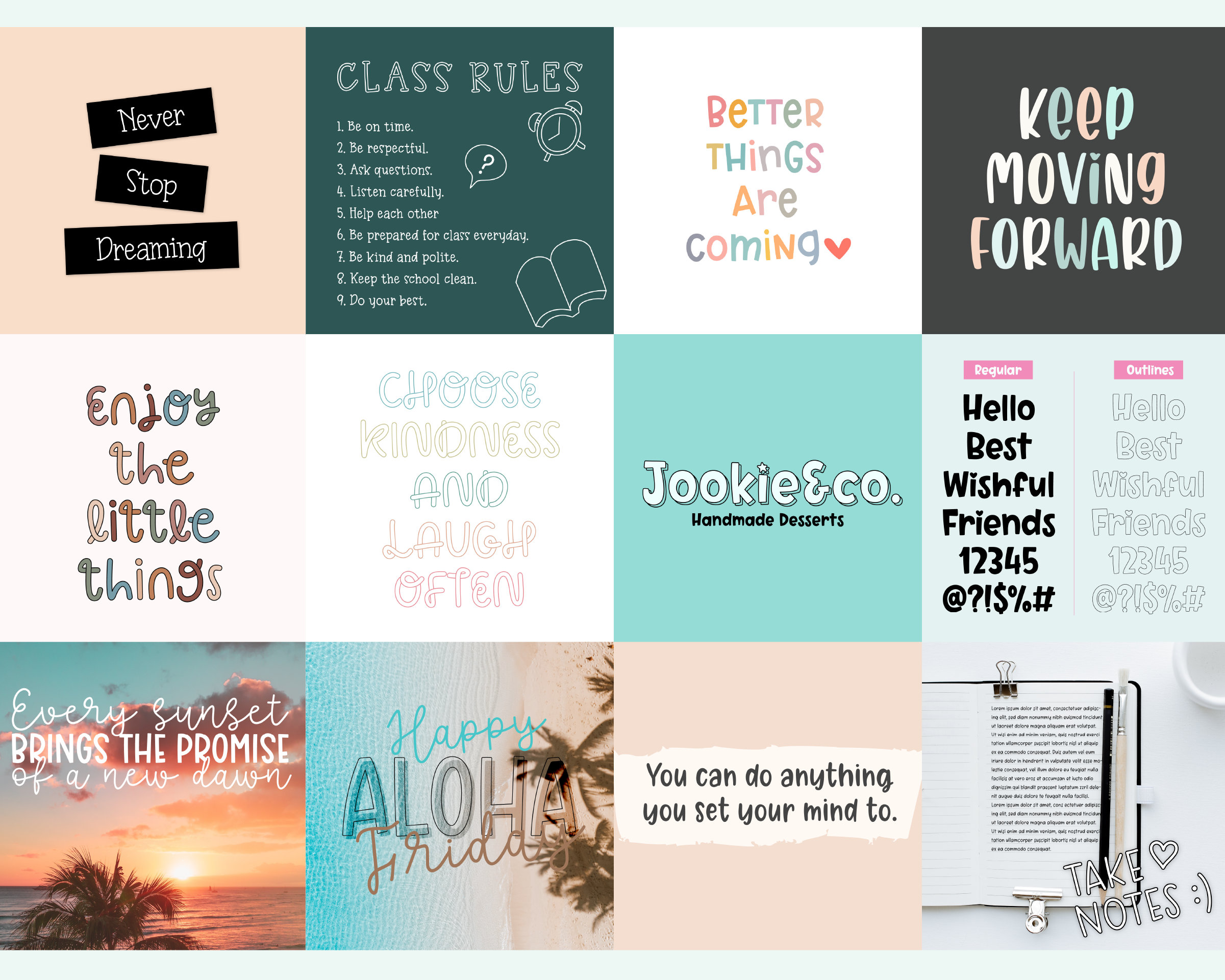 Gift Sets, Font Bundle, Handwriting Fonts, Cute Fonts, Study Fonts ...