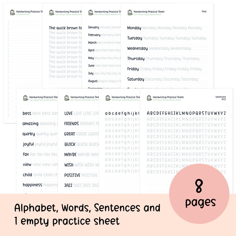 Cute Handwriting Practice Sheets, Printable Handwriting Worksheets ...