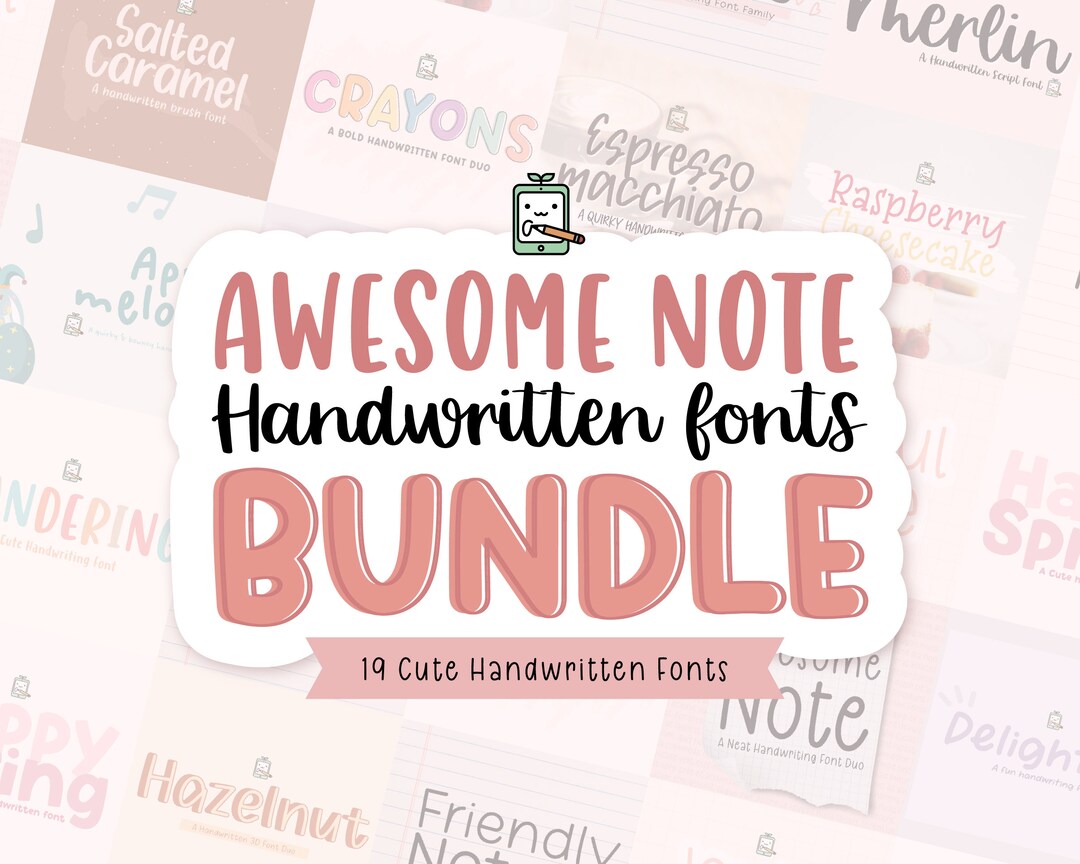 Awesome Note Font Bundle - 19 Handwritten OTF Fonts for Creative Work ...