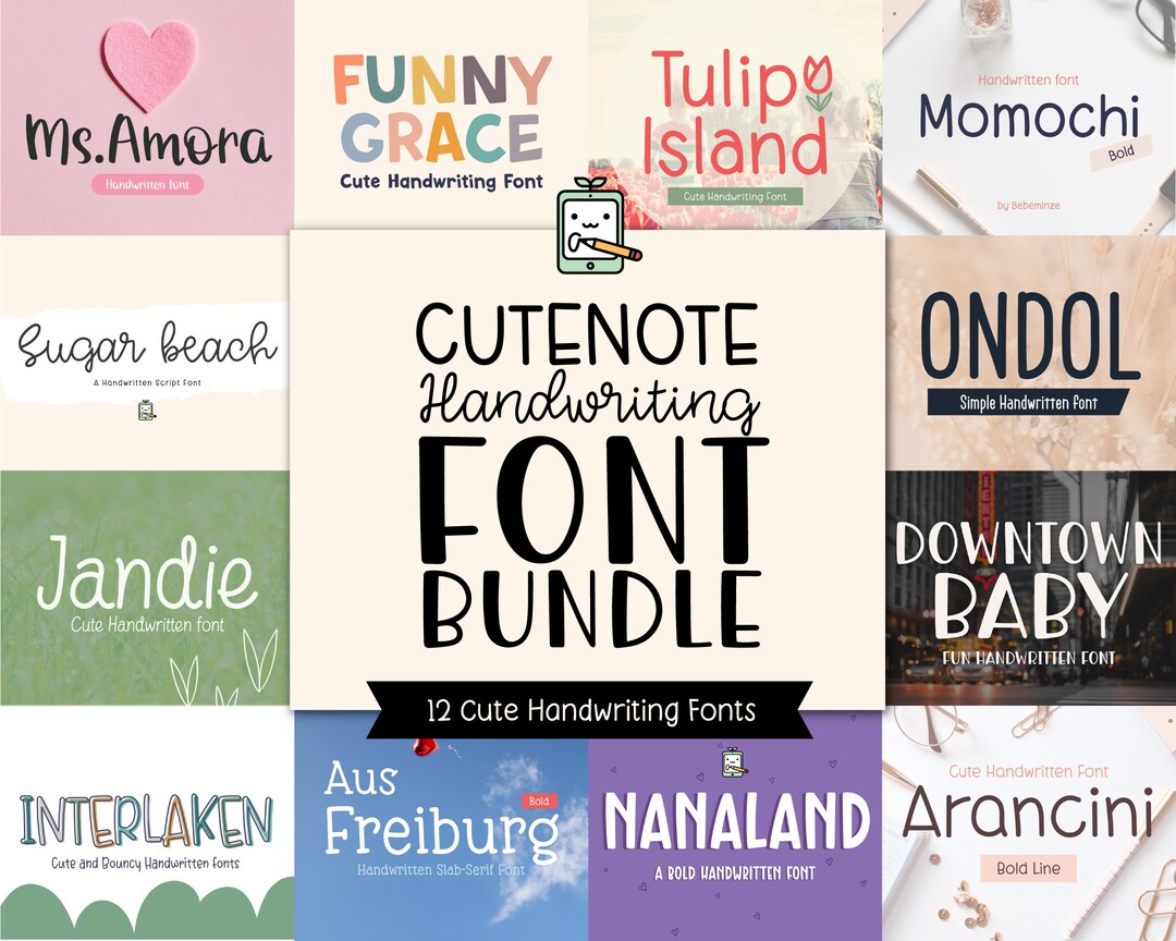 Cutenote Font Bundle, Handwritten Fonts, OTF Fonts, Cute Fonts, Study ...