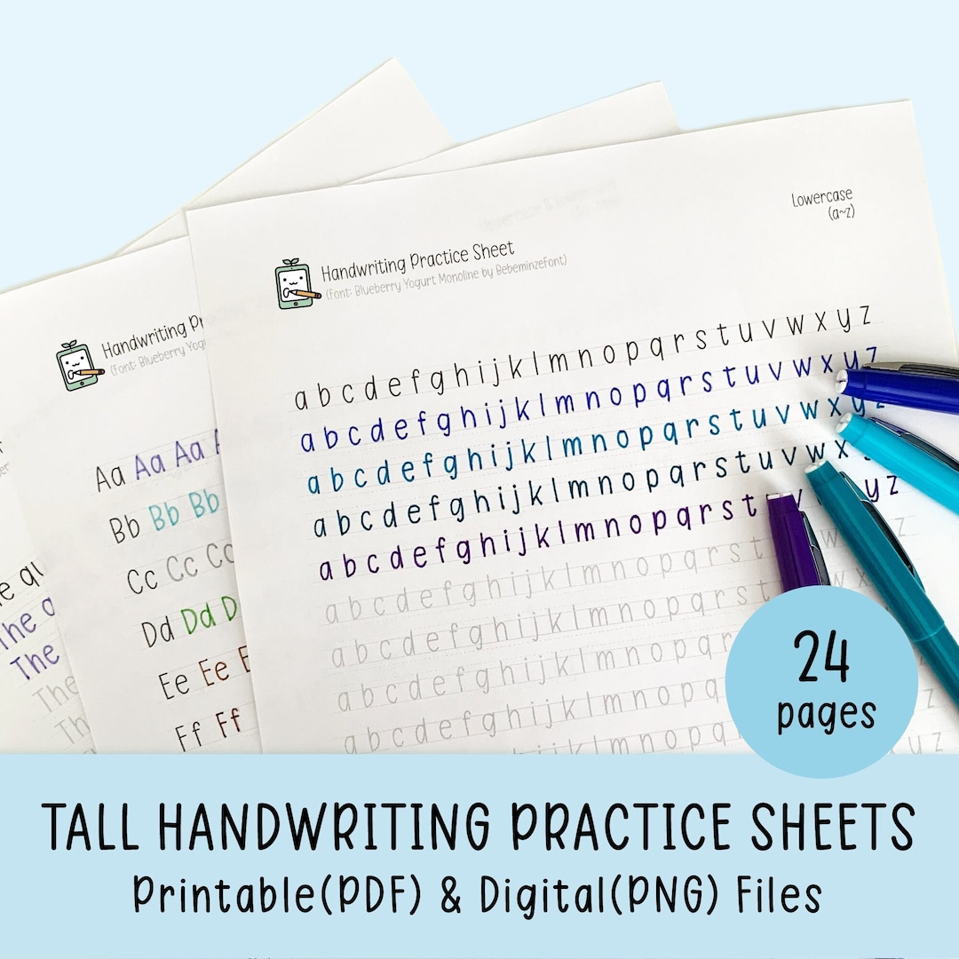 Tall Handwriting Practice Sheets Printable Handwriting - Etsy