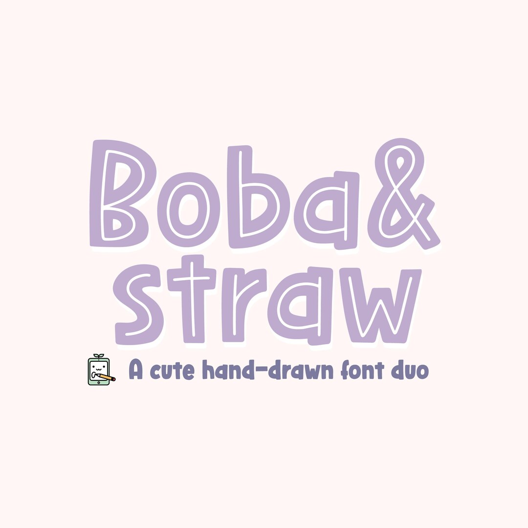 Boba and Straw Font Duo – Cute Hand-drawn Bold Thick Inline Layered ...