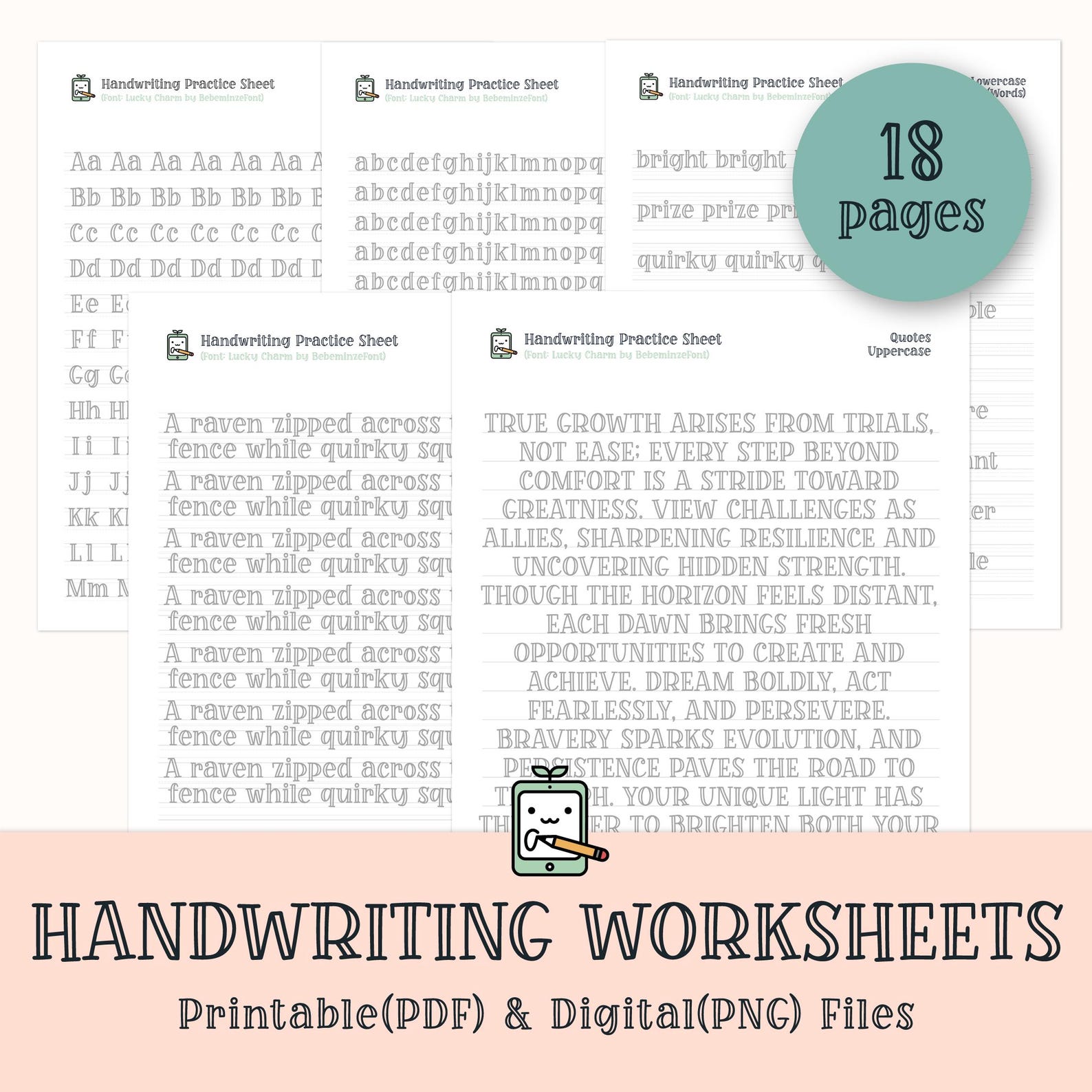 Handwriting Practice Printable Worksheets: Alphabet Letter Tracing ...