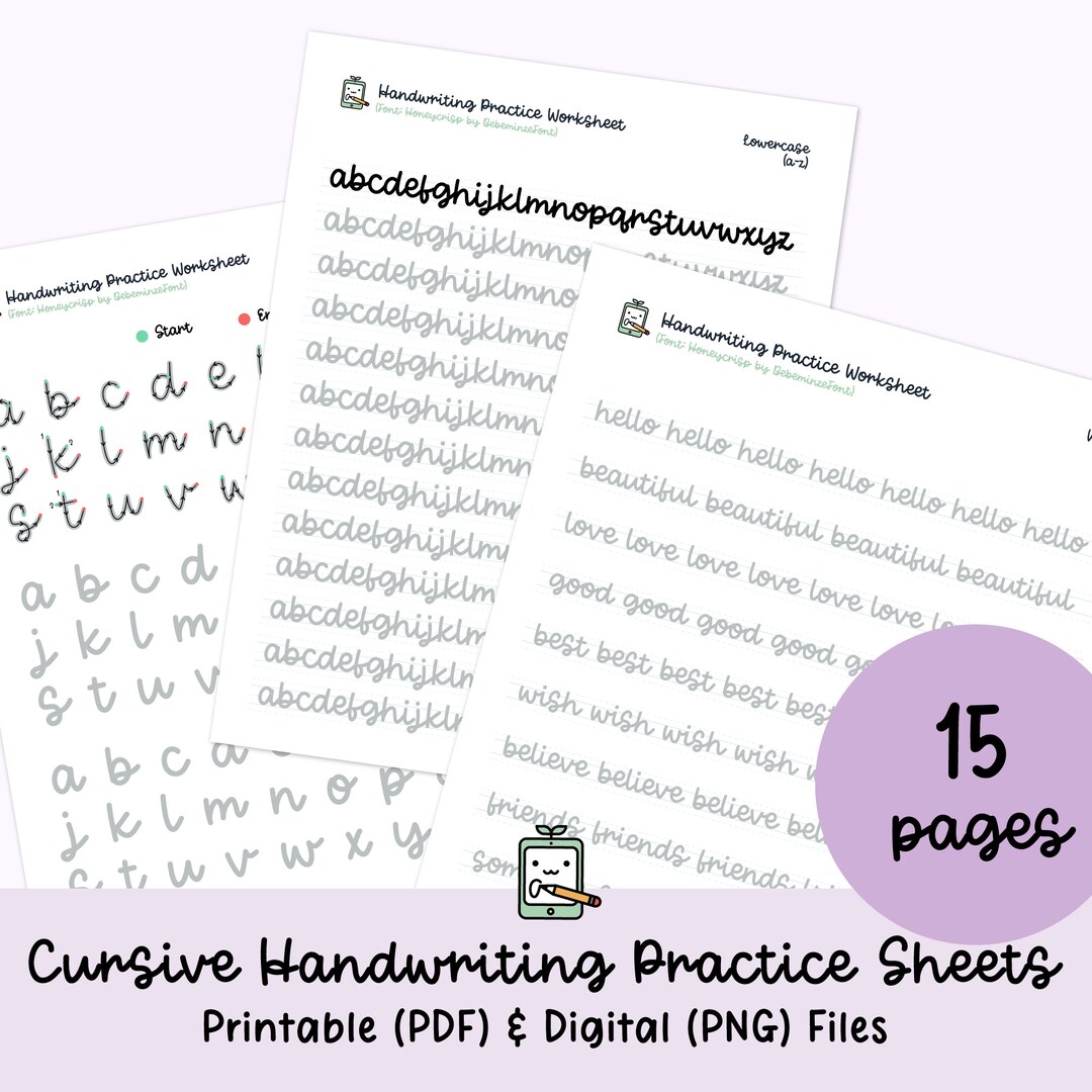 Cursive Handwriting Practice Sheets, Printable Handwriting Workbook ...