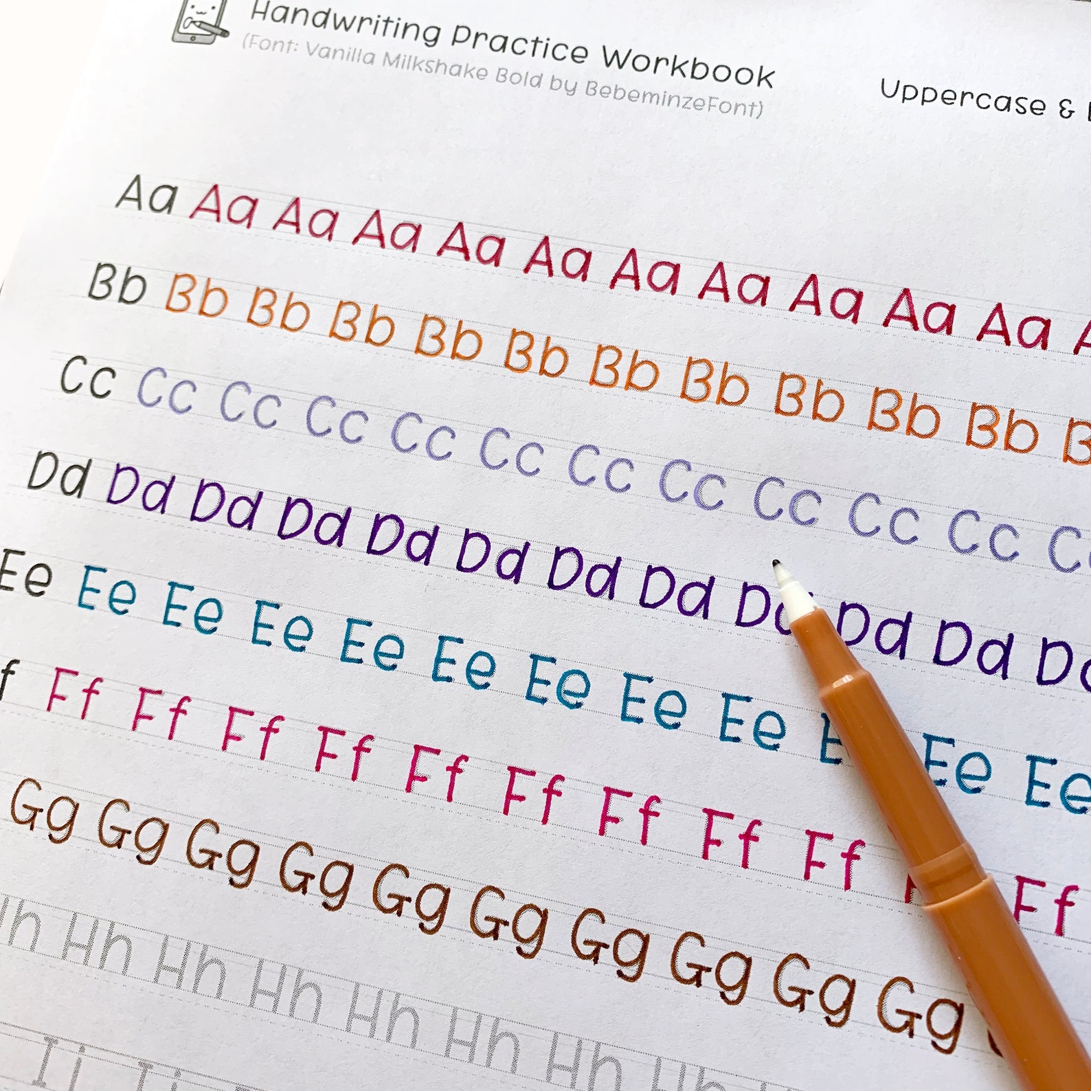 Cute Handwriting Practice Workbook, Printable Handwriting Worksheets ...