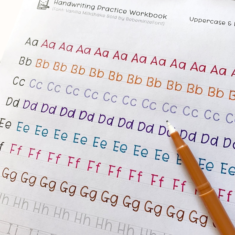Handwriting Practice Workbook, ABC Letter Tracing (printable PDF) - Etsy