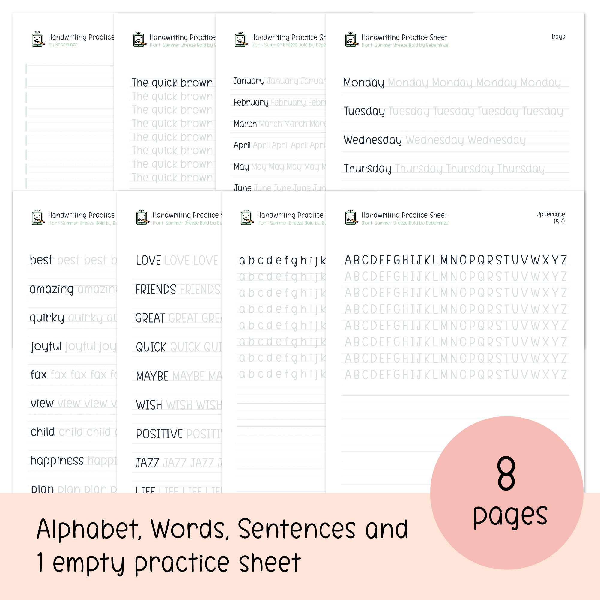 Cute Handwriting Practice Sheets Printable Handwriting - Etsy Canada