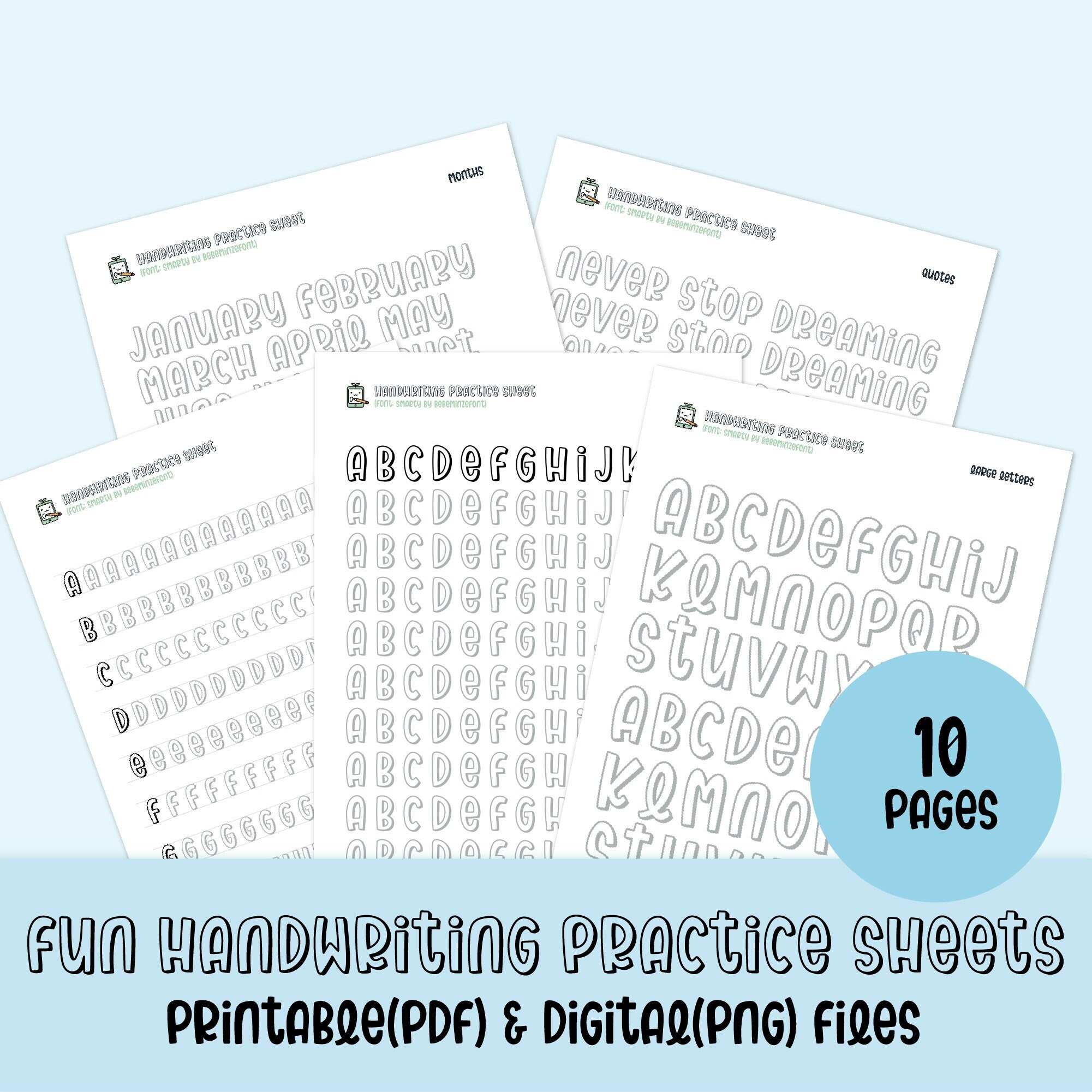 Fun Handwriting Practice Sheets Printable Handwriting - Etsy