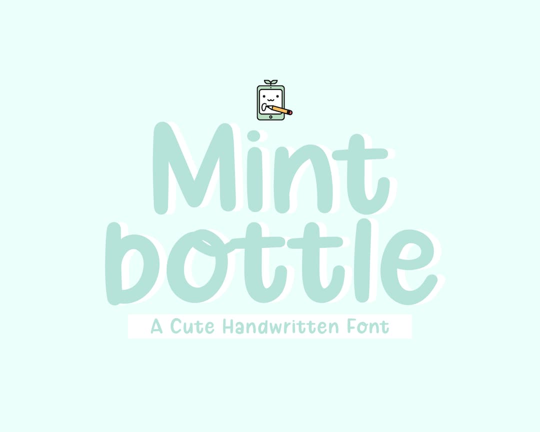 Mint Bottle, Handwritten Font, Handwriting Font, OTF Font, Goodnotes ...
