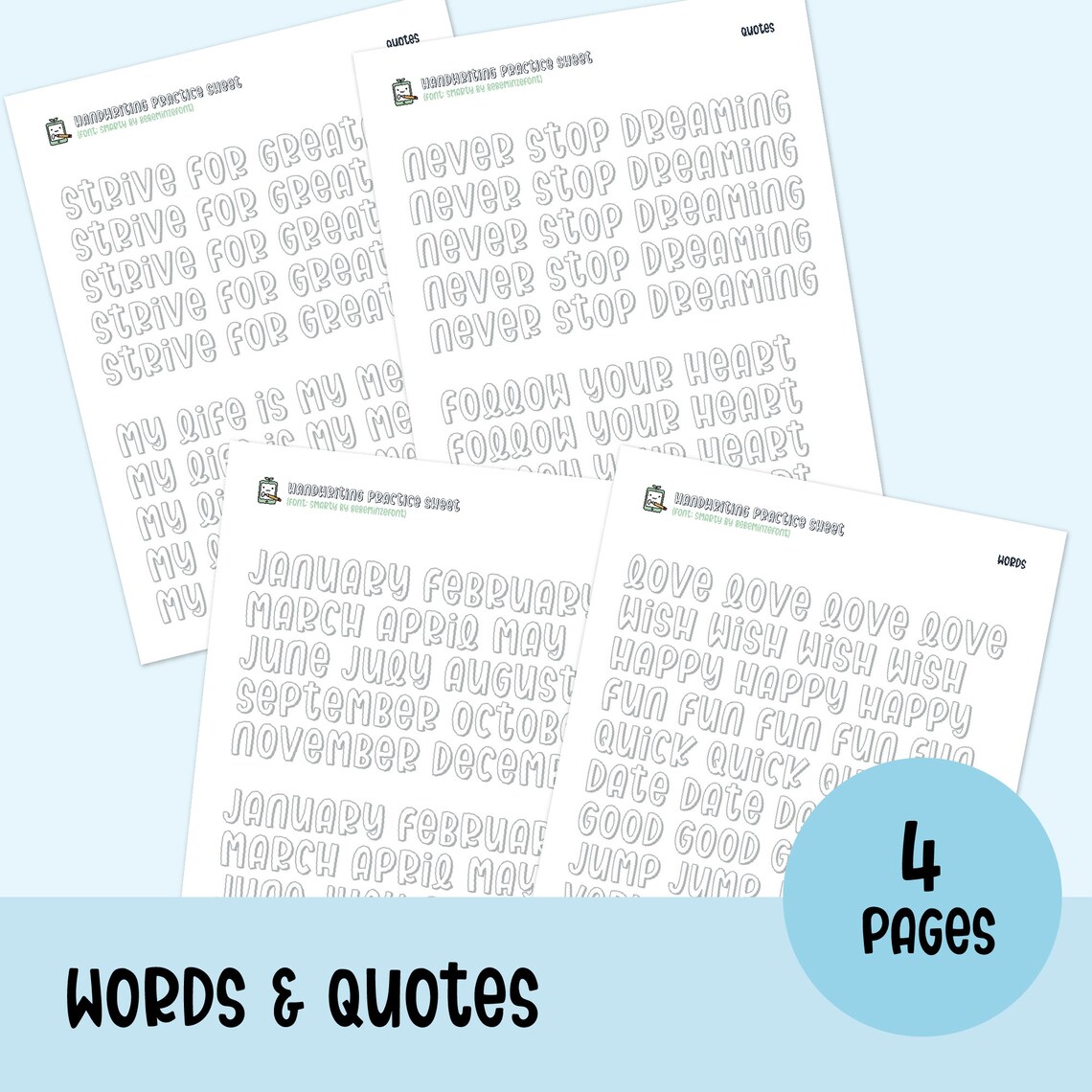 Fun Handwriting Practice Sheets Printable Handwriting - Etsy