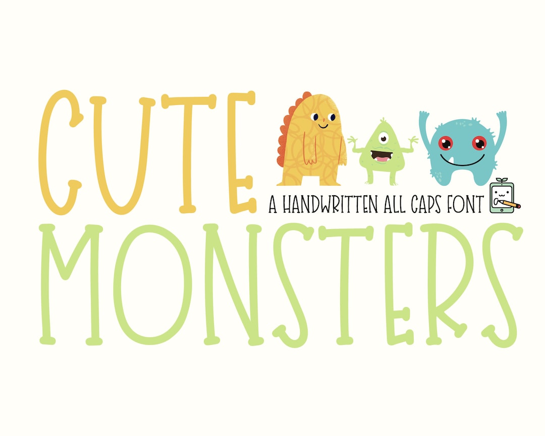 Cute Monsters Handwritten Font, Serif Font, Slab Serif, Cute Font, iPad ...