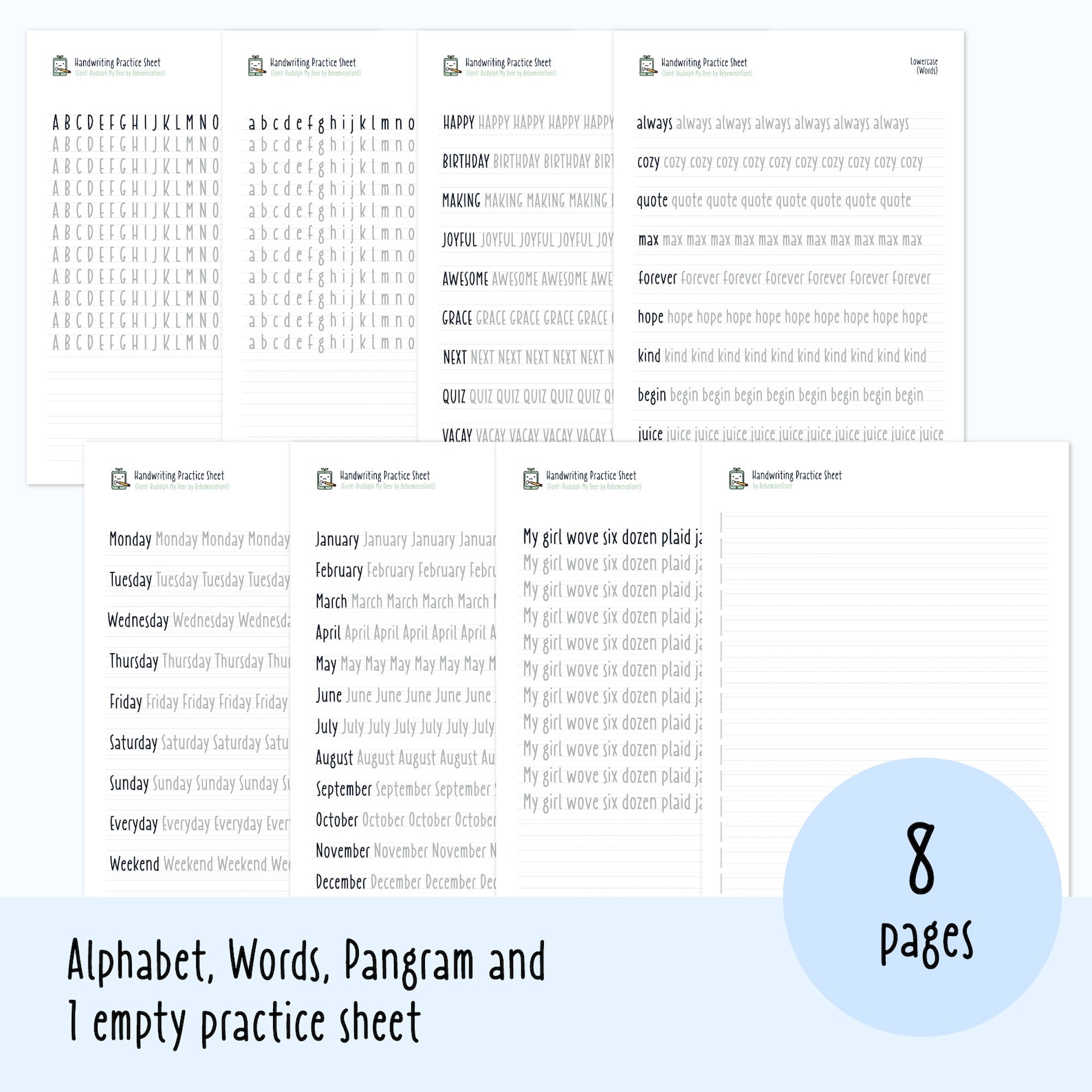 Cute Handwriting Practice Sheets, Printable Handwriting Worksheets ...