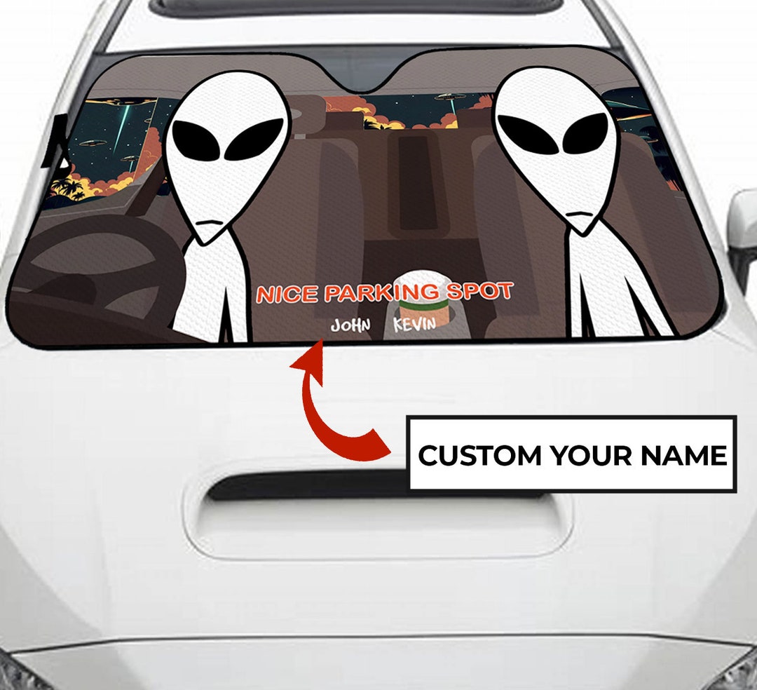 Alien Windshield Sun Shade, Custom Name/ Text Block UV Rays Sun Visor ...