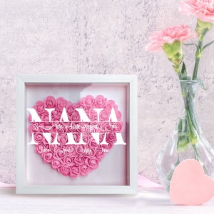 Flower Heart Shadow Box for Mom,roses Shadowbox With Custom Names ...