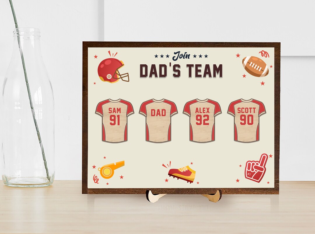 Daddy's Football Team Custom Kids Name, Number Football Dad, Papa's ...