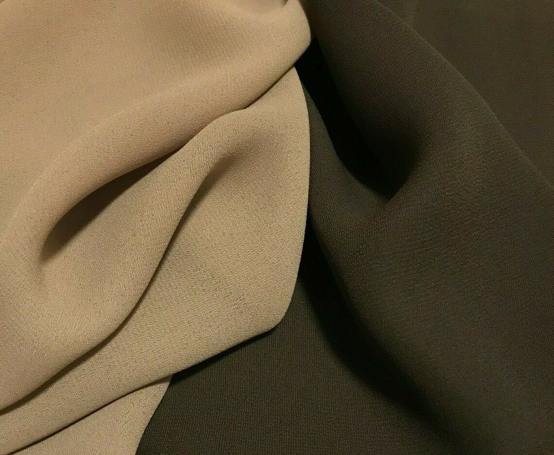 Brown and Beige Colours Chiffon Fabric Sold by the Metre | Etsy