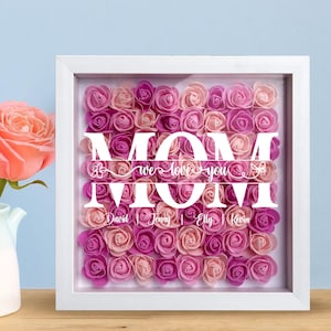 Flower Heart Shadow Box for Mom,roses Shadowbox With Custom Names ...