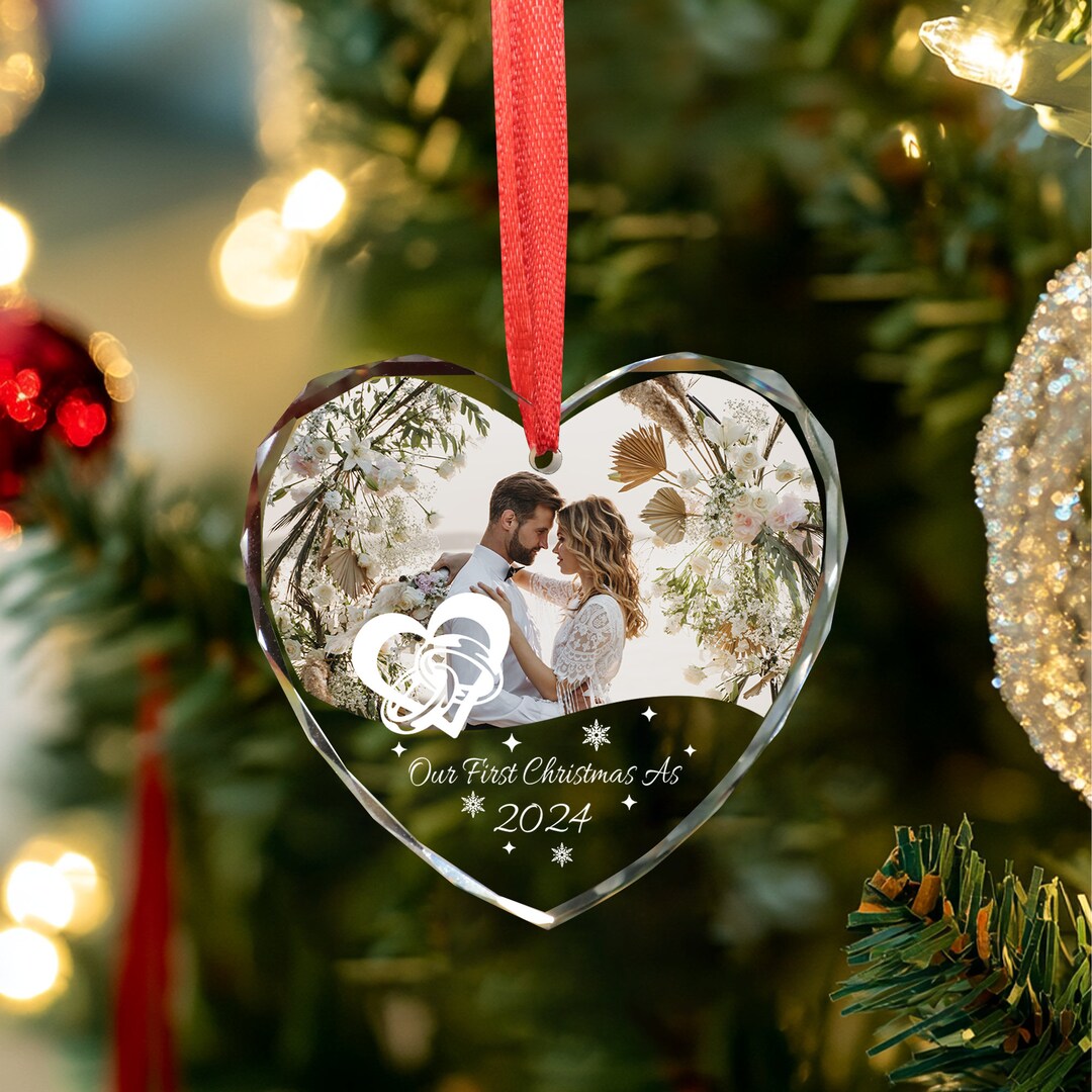 Personalized First Christmas Married Couple Crystal Ornament, Custom ...