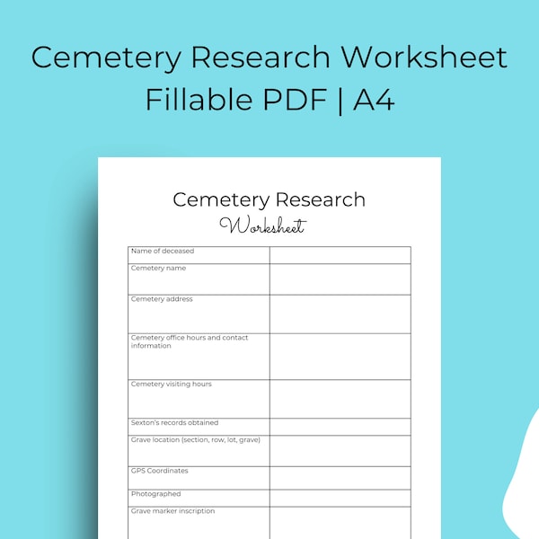 Cemetery Family Tree Printables - Etsy