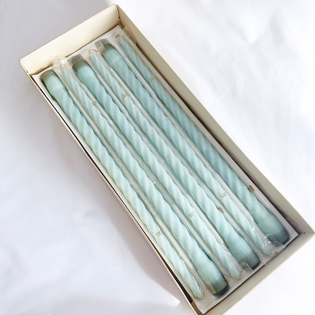 Vintage 15 Inch French Blue Baroque Slim Twist Wax Candles - Etsy