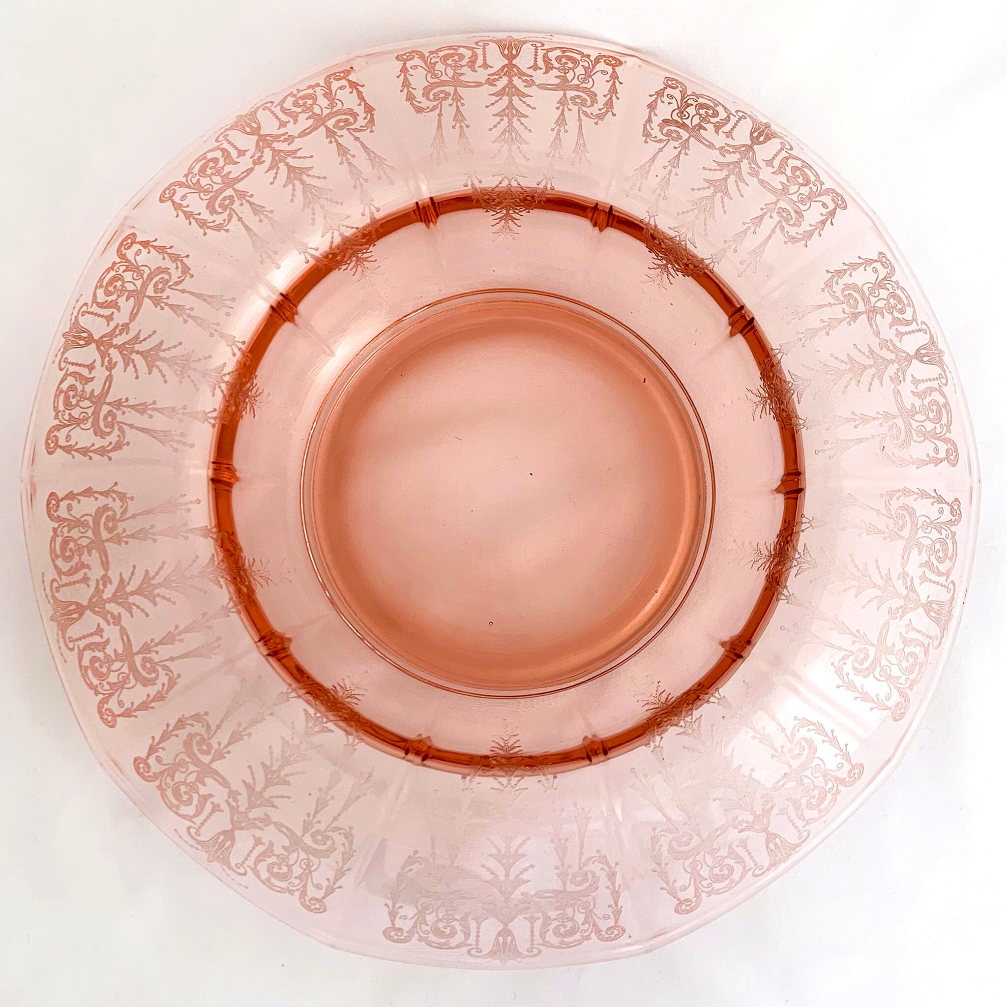 Vintage Pink Depression Glass cleo Decagon Rolled Edge Console ...